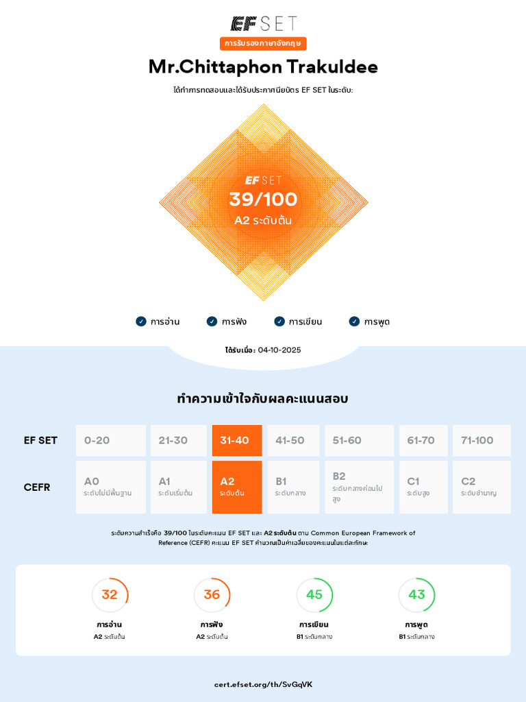 EF SET Certificate | PDF