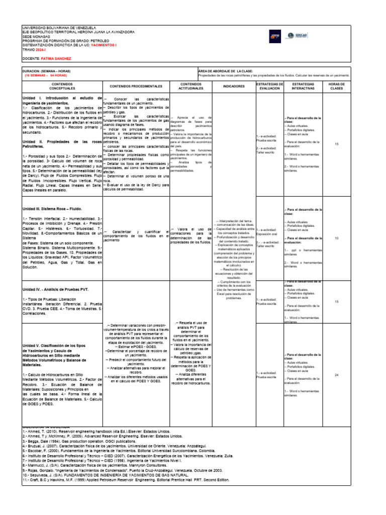 Planificación Yacimientos I | PDF | Petróleo | Gases