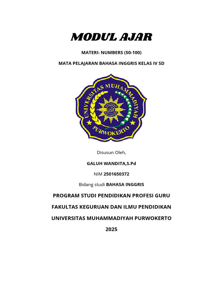 Modul Ajar Bahasa Inggris: Angka 50-100 | PDF
