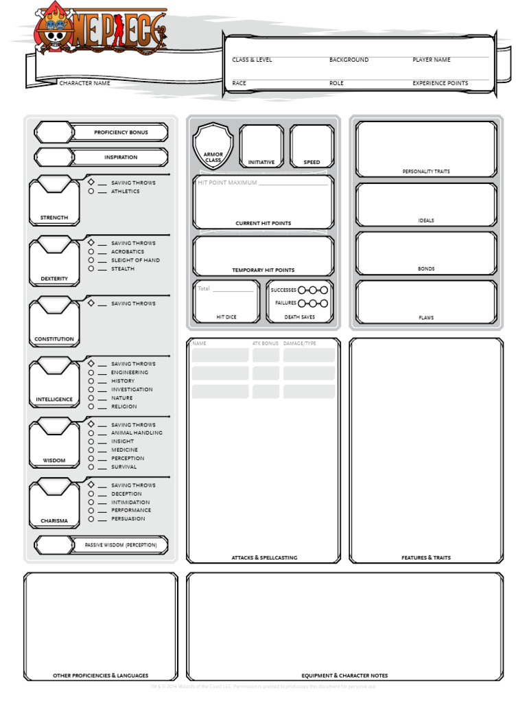 Character Sheet for Brawler Class | PDF