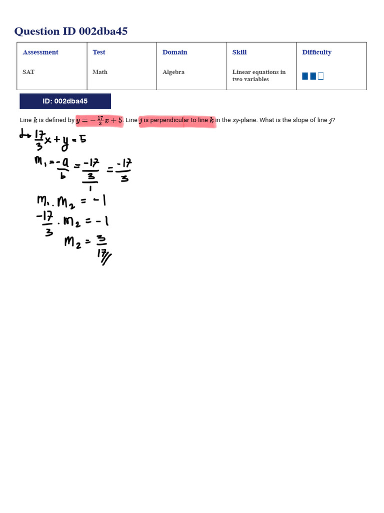 Digital Sat - Algebra - Medium 1-1 | PDF | Equations | Algebra