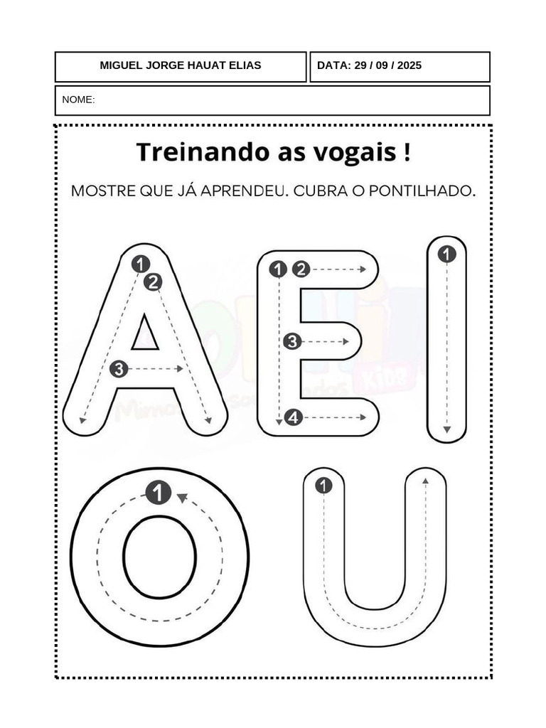 Bicolor Tracejar Letras Fundamental Folha de Atividades - PDF 129 | PDF