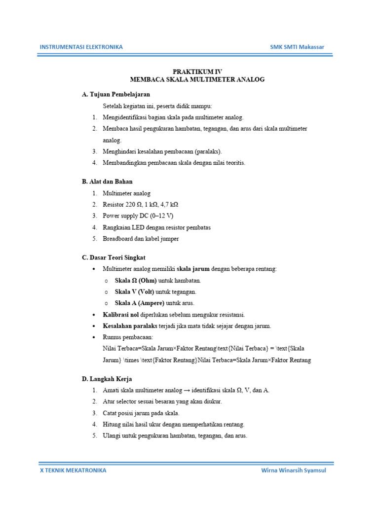 Membaca Skala Multimeter Analog | PDF