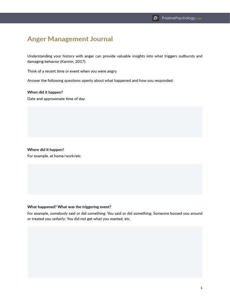 Anger Management Journal | PDF