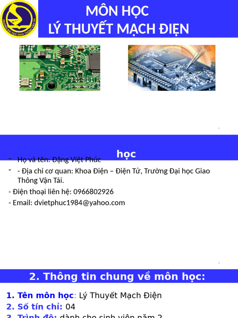 Chương 1 Khai Niem Co Ban Ve Mach Dien | PDF