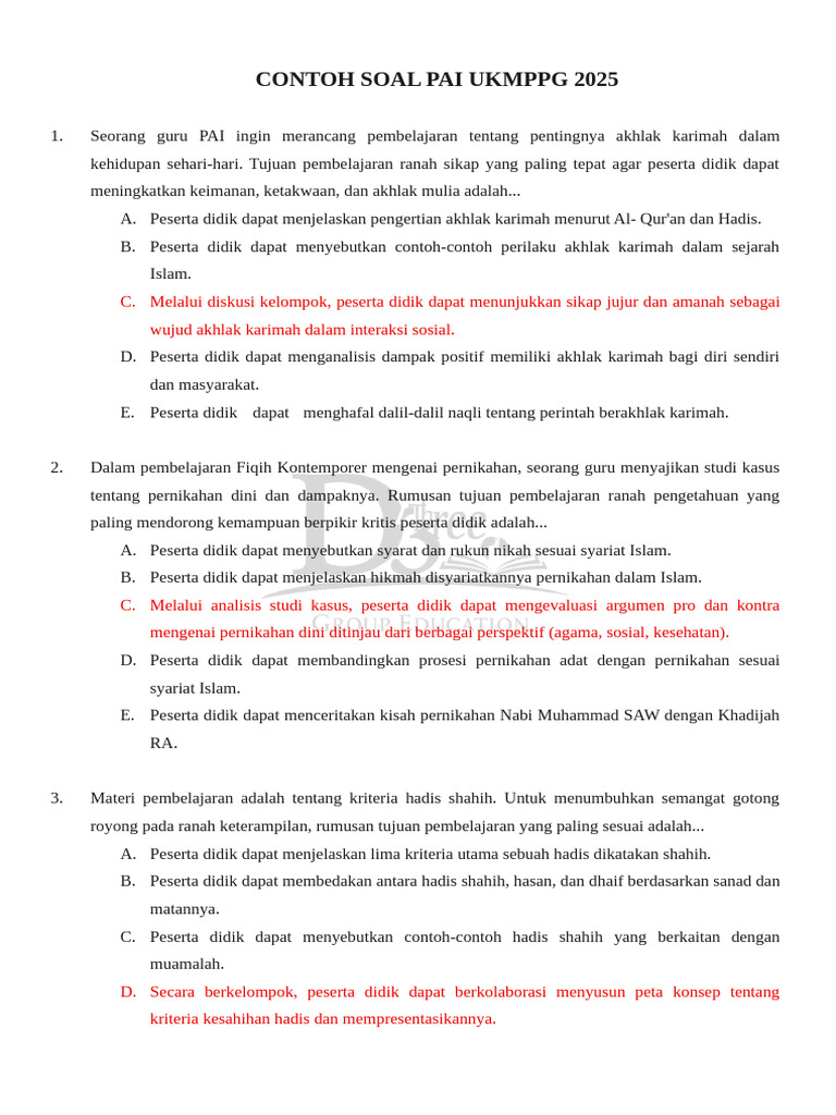 Contoh Soal PAI UKMPPG 2025 | PDF