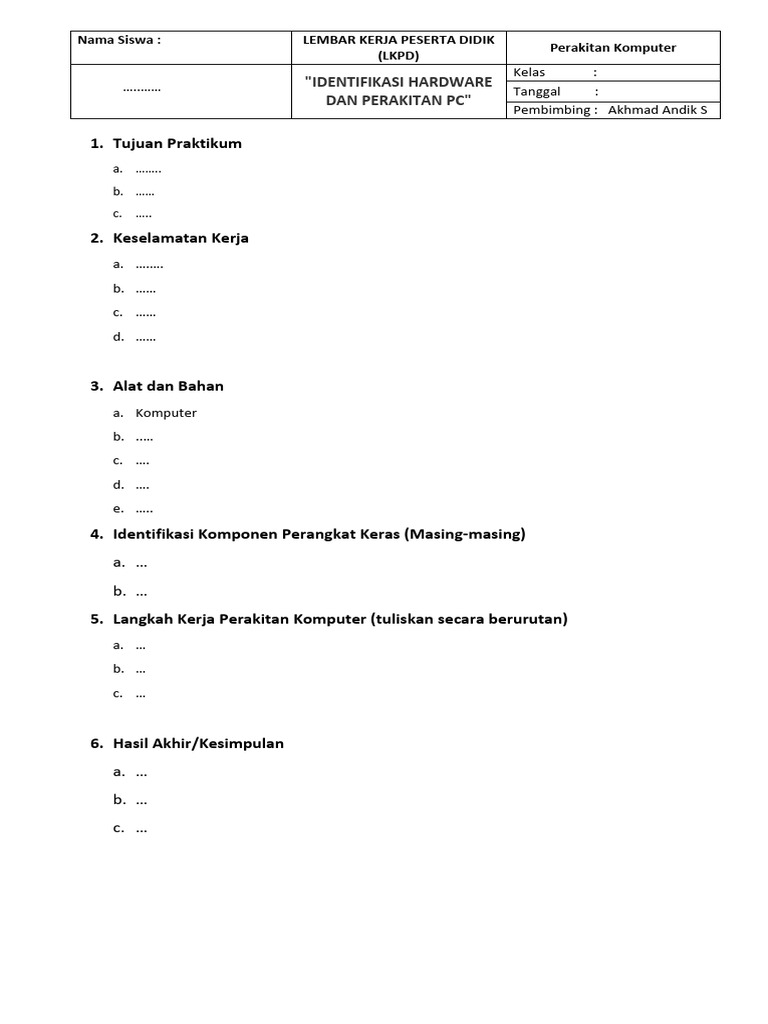LKPD Perakitan Komputer | PDF