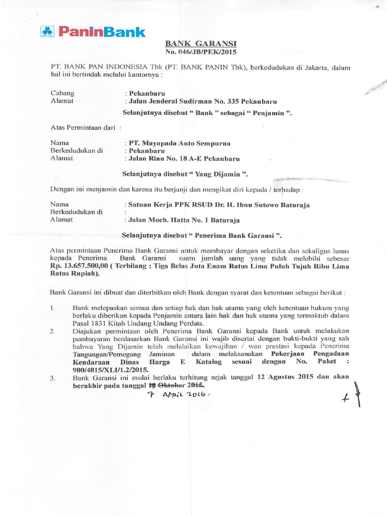 Bank Garansi PT. Mayapada | PDF