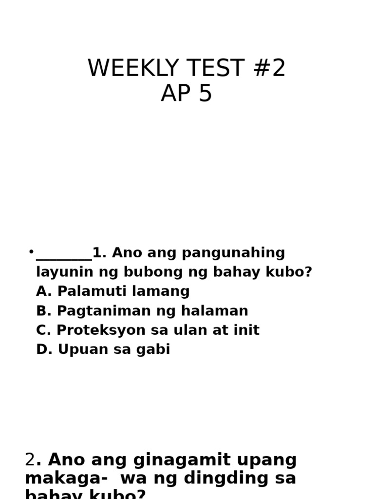 Weekly Test #2 AP 5q2 | PDF