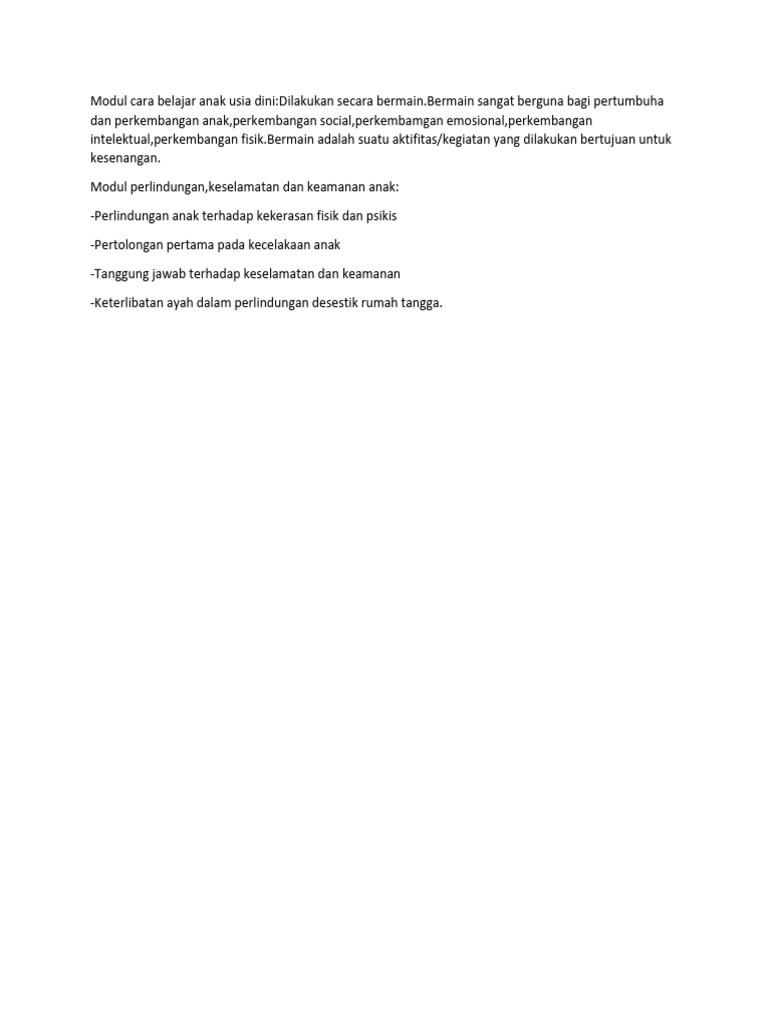 Modul Cara Belajar Anak Usia Dini | PDF