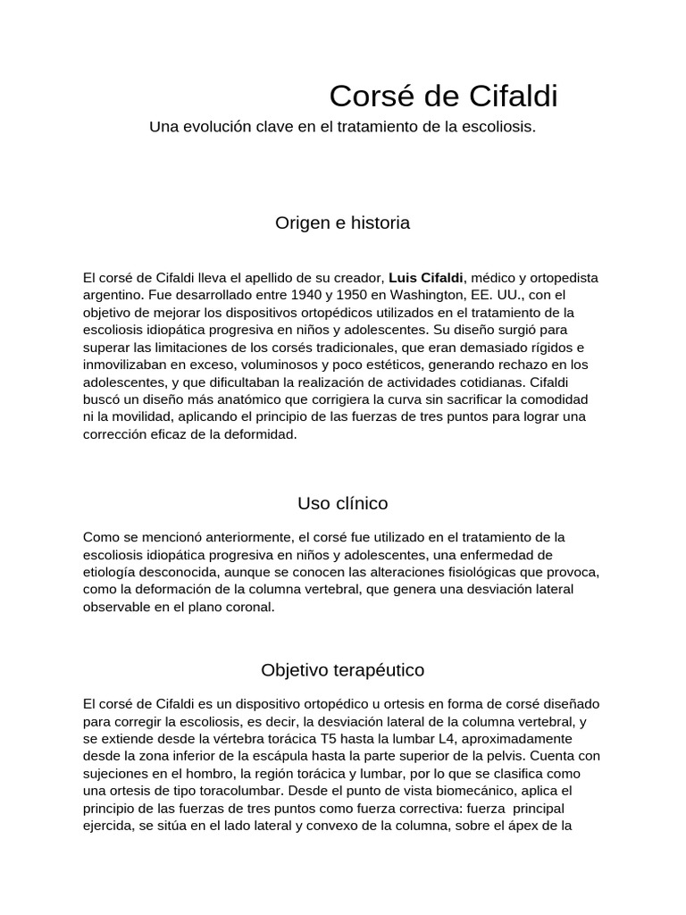 Corsé de Cifaldi: Innovación en Escoliosis | PDF | Escoliosis