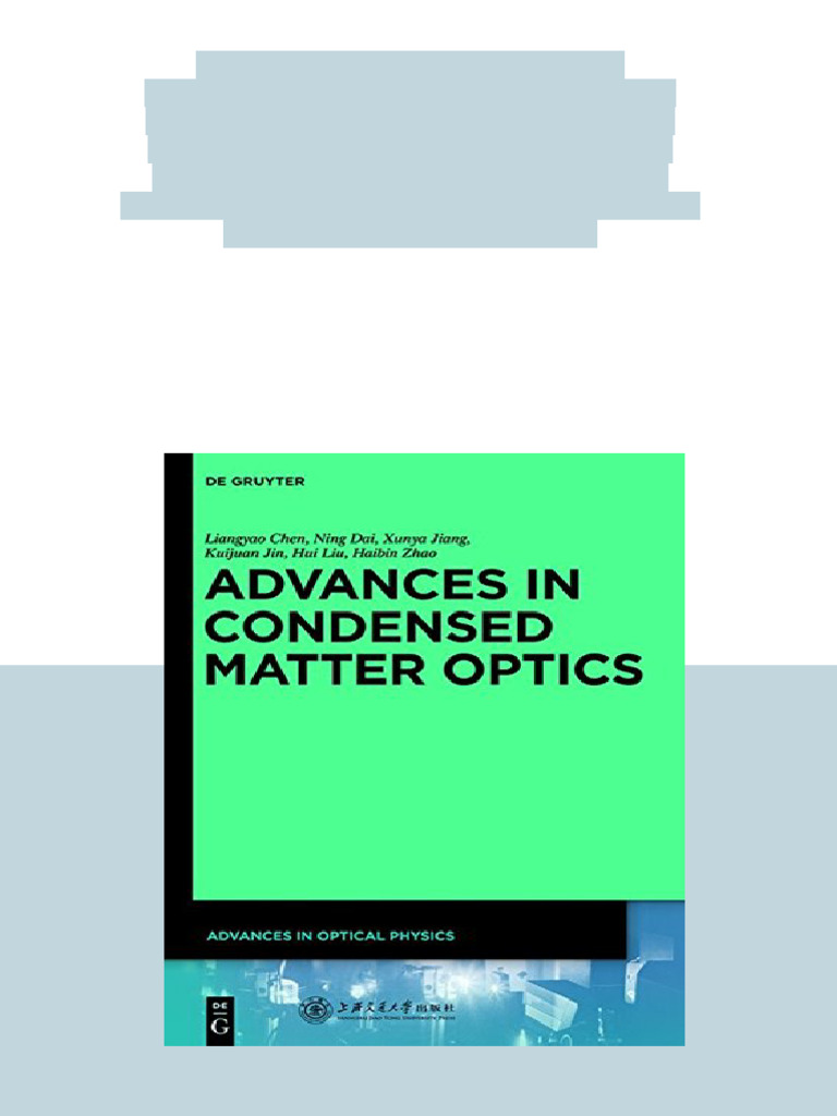 (Ebook) Zhang, Jie: Advances in Optical Physics/Advances in Condensed Matter Optics by Zheng, Yu ...