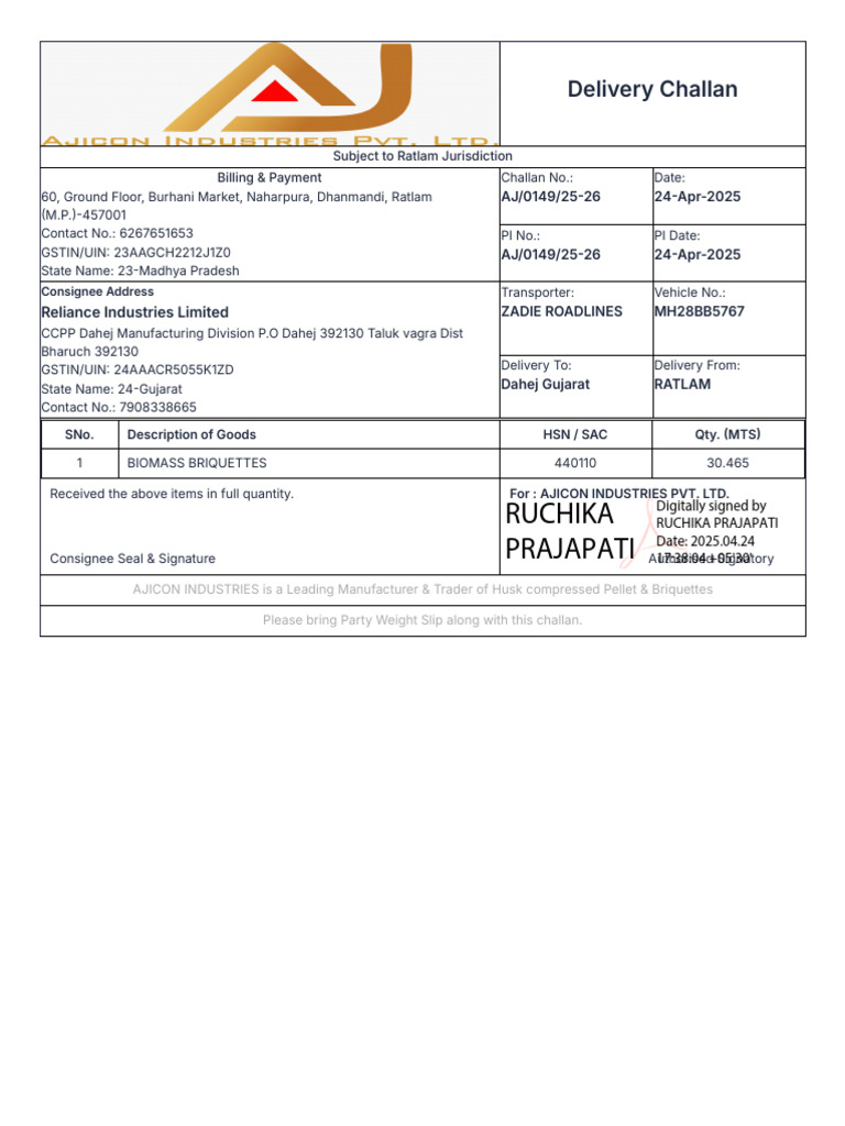 0149 Challan | PDF