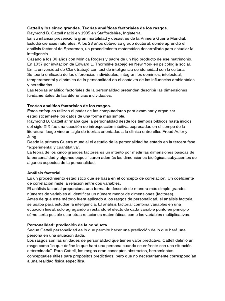 Cattell y el Análisis de la Personalidad | PDF | Inteligencia ...