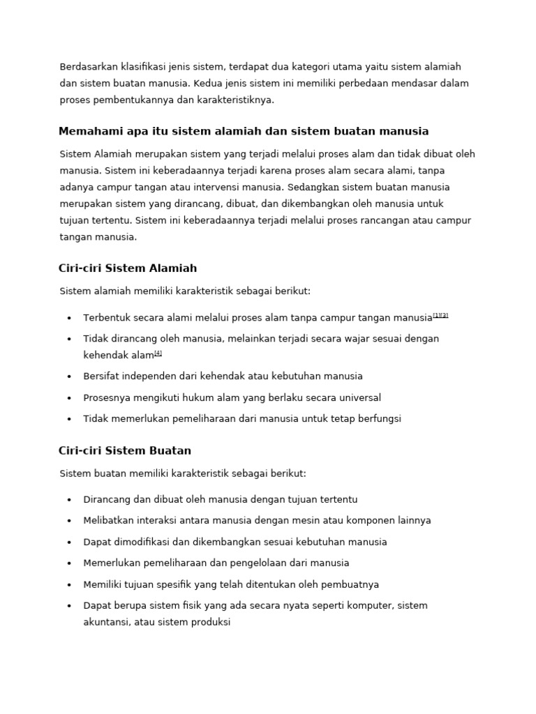 Perbedaan Sistem Alamiah dan Buatan | PDF