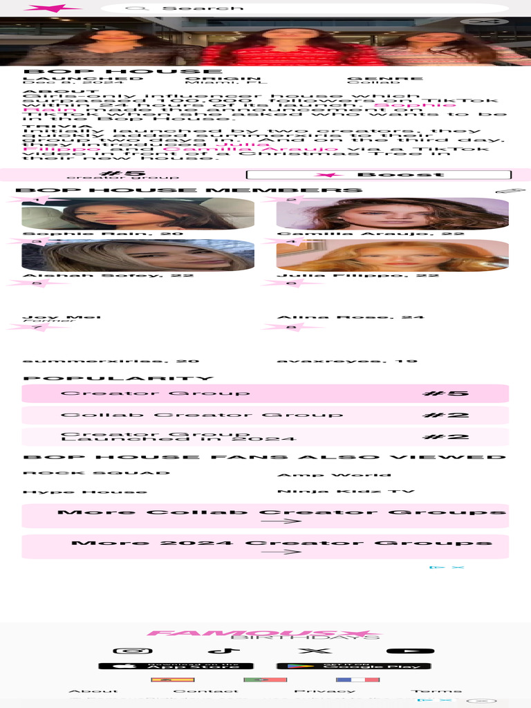 Bop House: Girls-Only Influencer Group | PDF