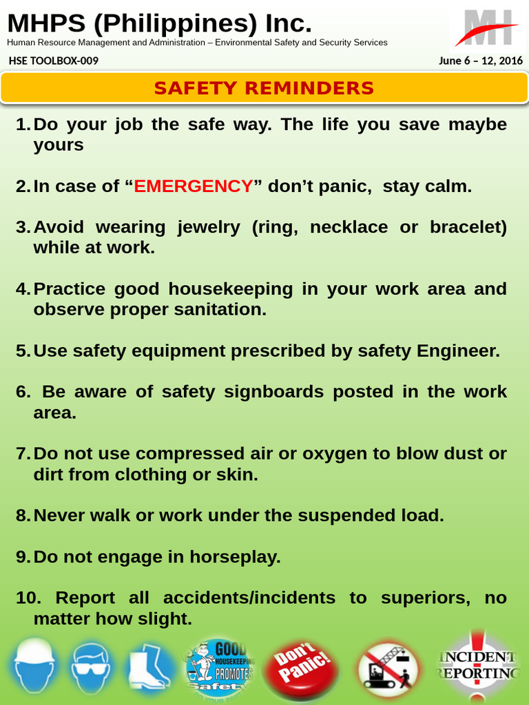 009 - Safety Reminders | PDF