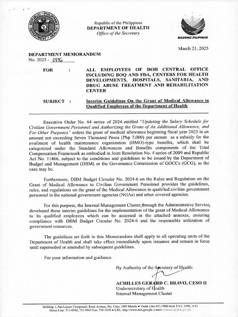 Dm2025 0136 Interim Guidelines On The Grant of Medical Allowance To ...