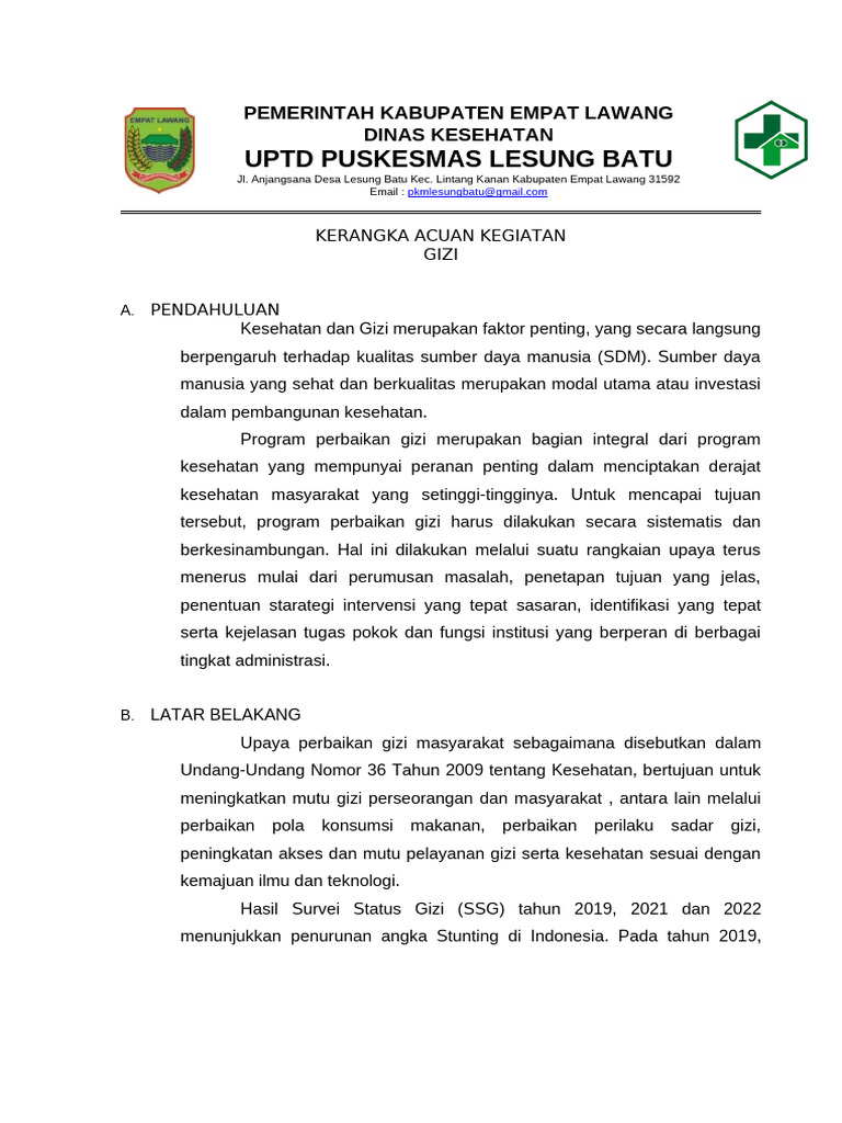 Program Perbaikan Gizi Empat Lawang | PDF