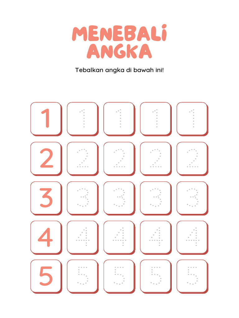 Latihan Menebalkan Angka dan Huruf | PDF