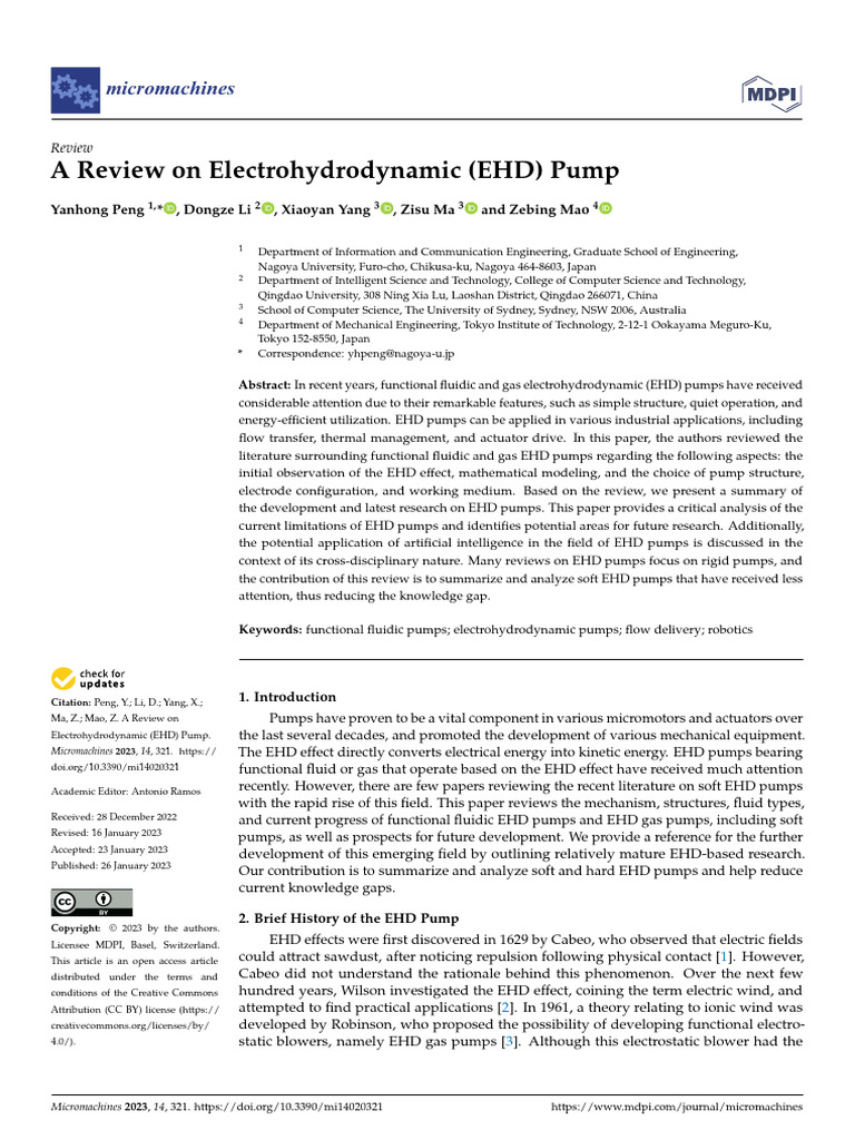 A Review On Electrohydrodynamic (EHD) | PDF | Dissociation (Chemistry ...