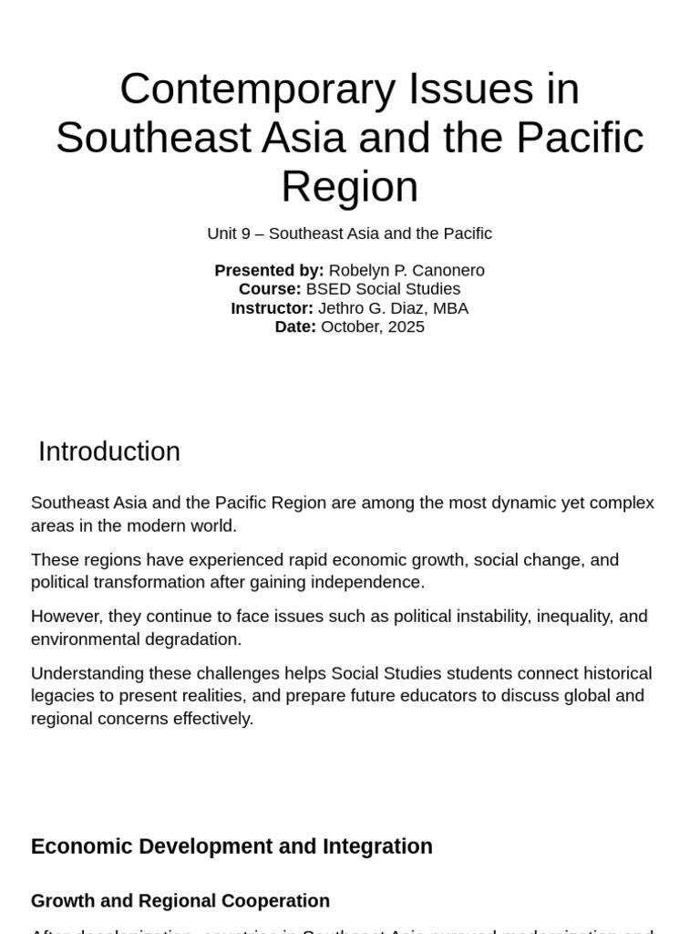 Contemporary Issues in Southeast Asia and The Pacific Region | PDF ...
