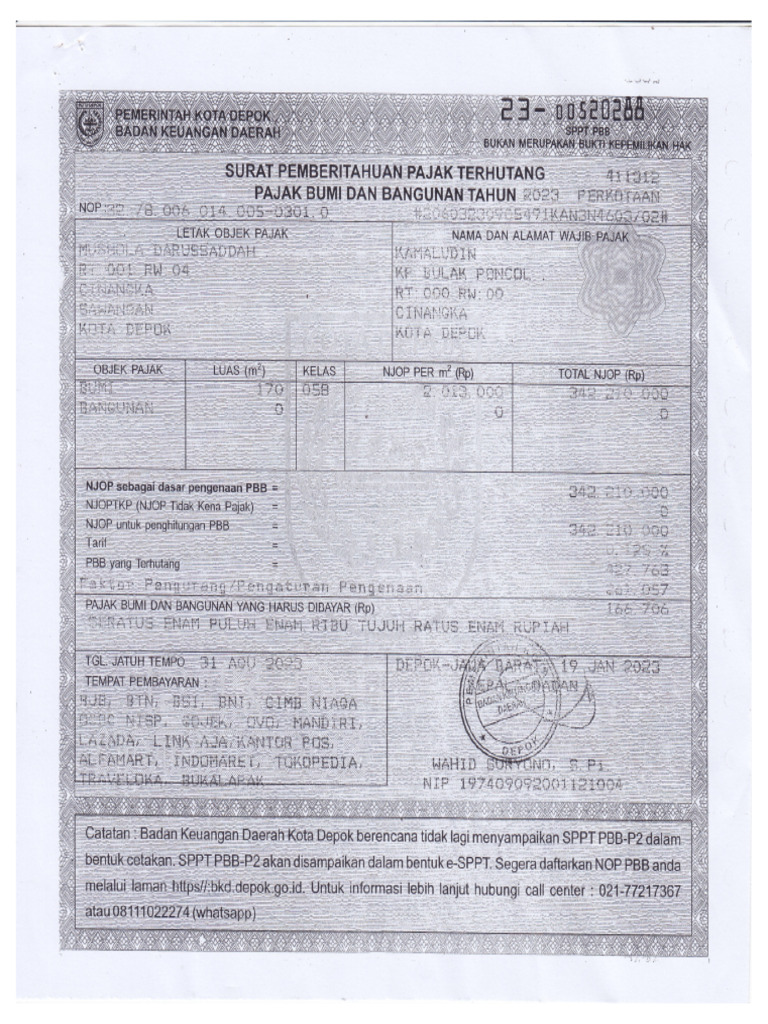 SPPT PBB 2023 | PDF