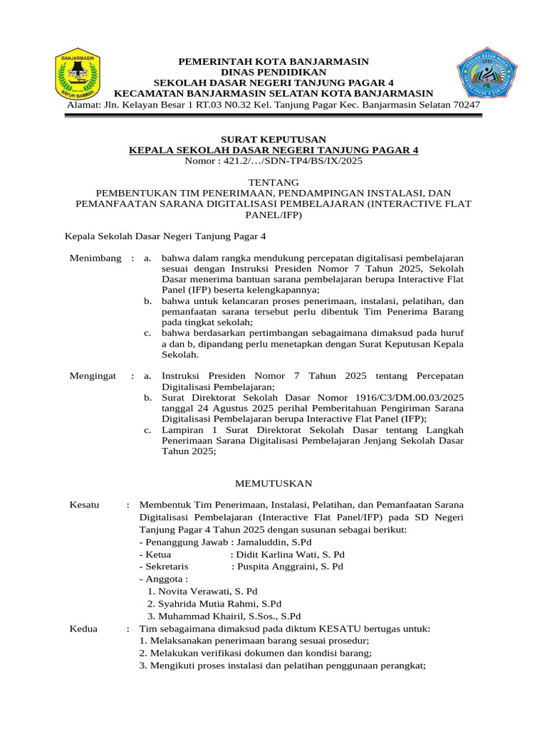 SK Tim Penerima IFP | PDF