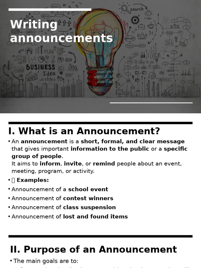 Guidelines for Writing Announcements | PDF | Human Communication ...