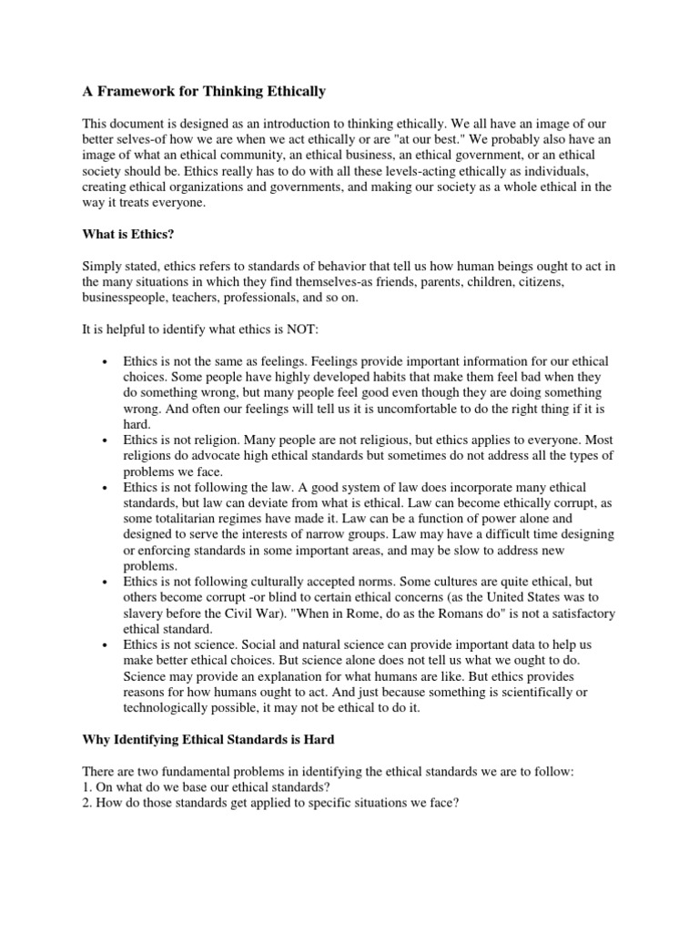 A Framework For Thinking Ethically | PDF