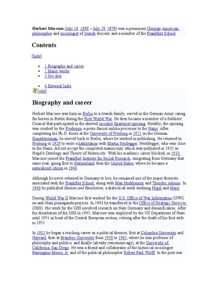 Herbert Marcuse (1898-1979): A Biography of the Prominent German ...