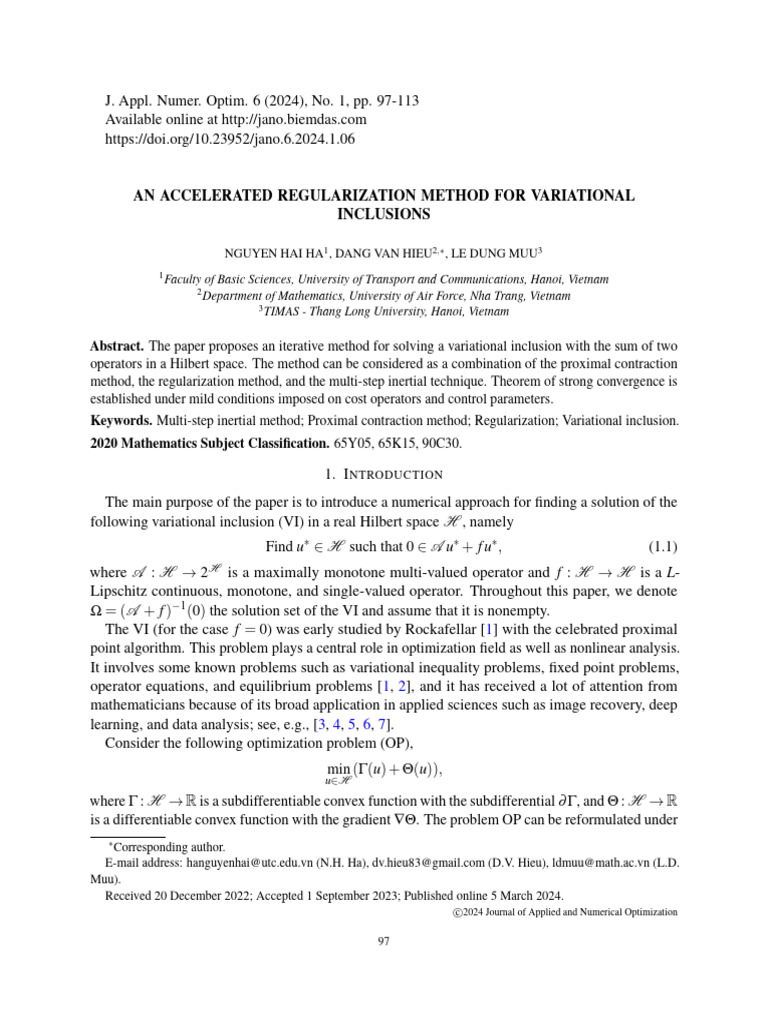 AN ACCELERATED REGULARIZATION METHOD FOR VARIATIONAL Inclusions | PDF ...