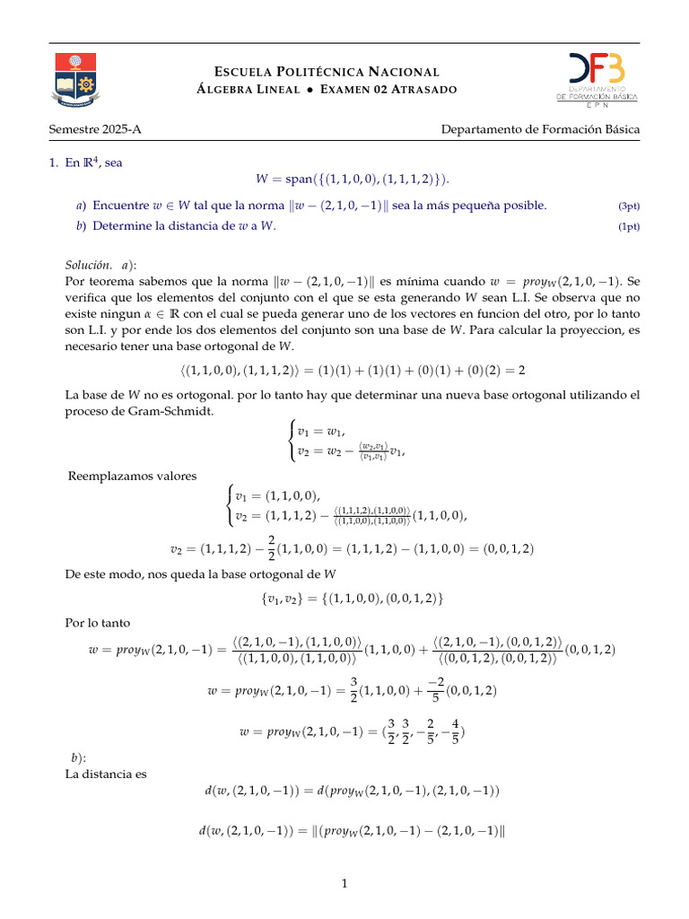 Examen de Álgebra Lineal 2025-A | PDF | Valores propios y vectores ...