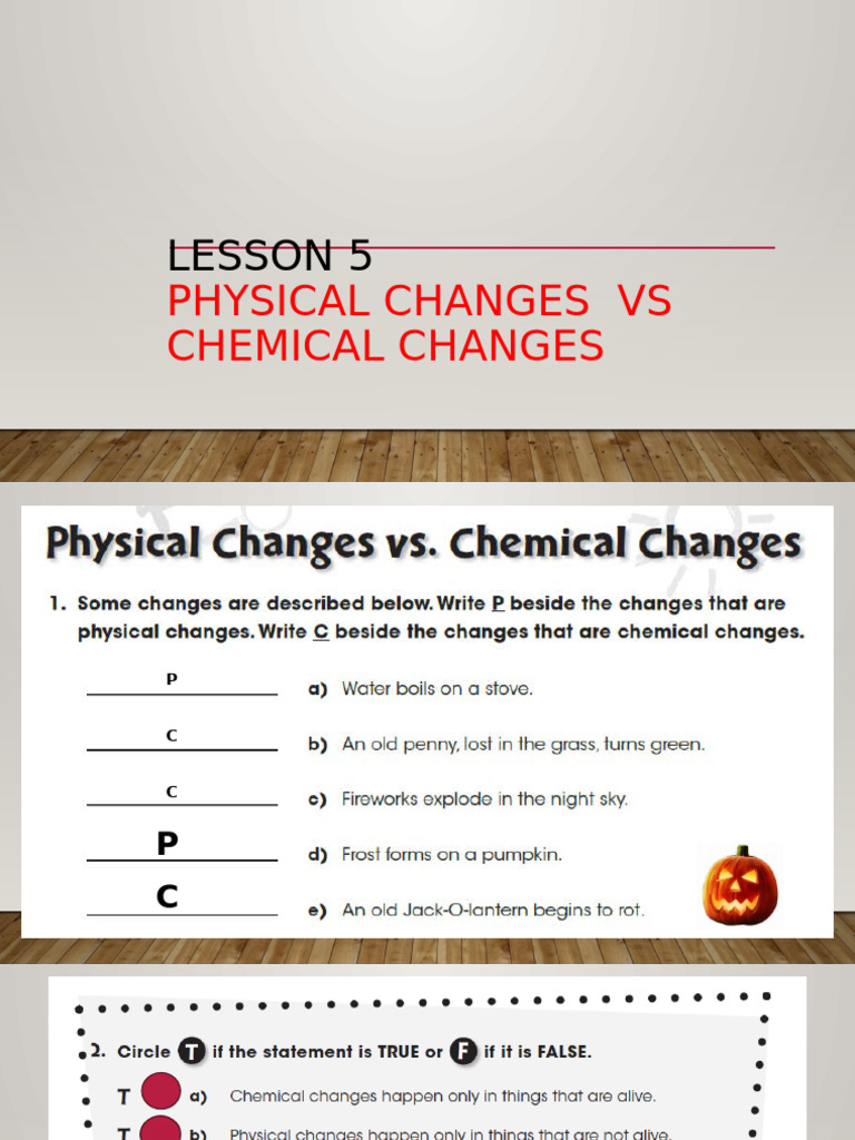 Lesson 5 Physical Changes Vs Chemical Changes | PDF