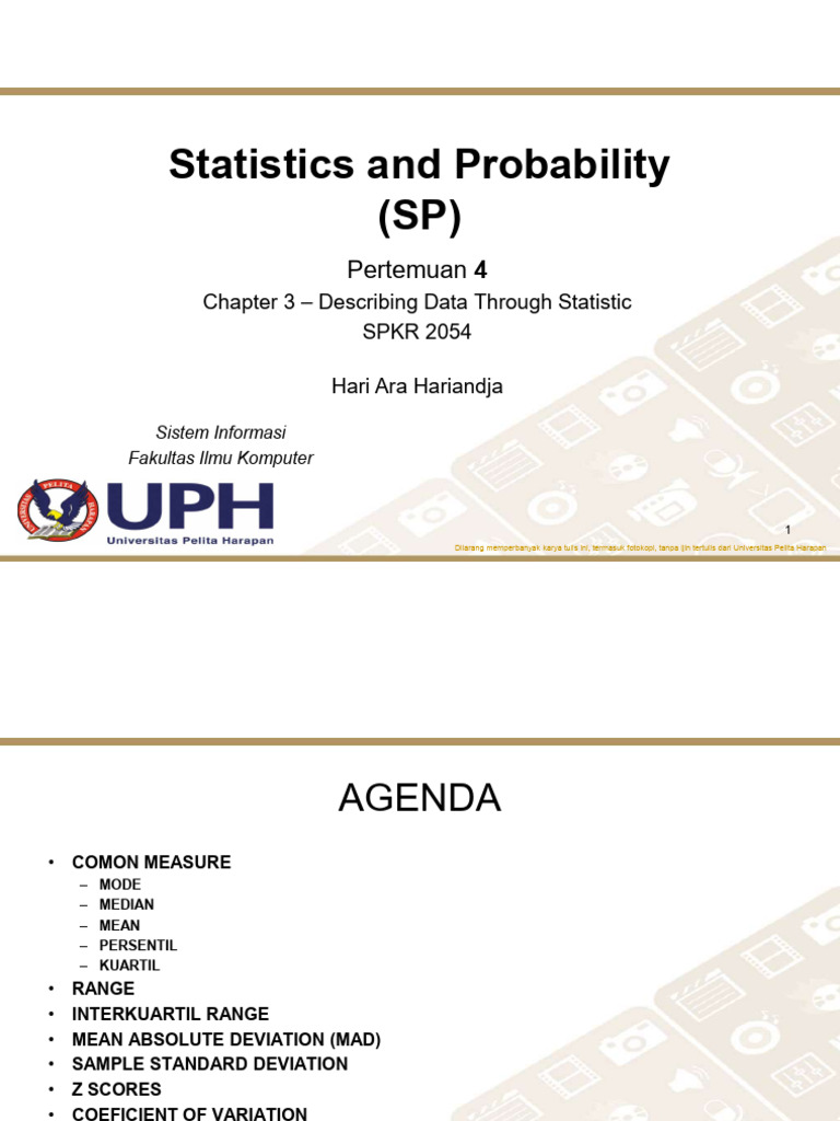 Pertemuan 4 Ch3 Describing Data Through Statistics 2054 SPKR Rev 3 | PDF