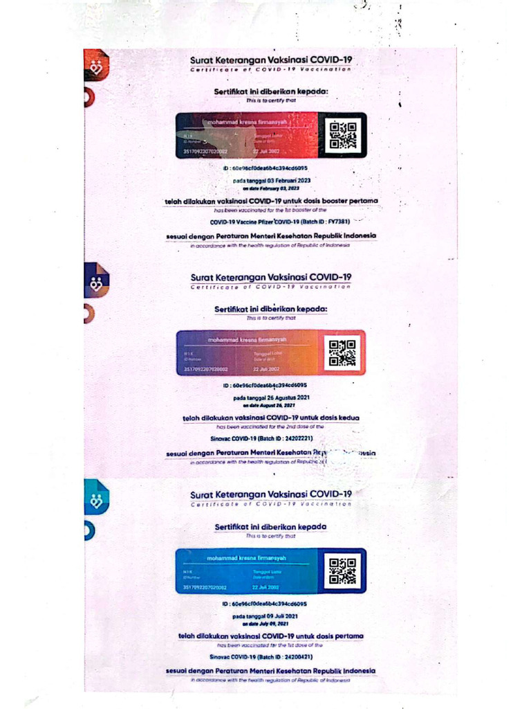 Surat Keterangan Vaksin PDF - Compressed | PDF