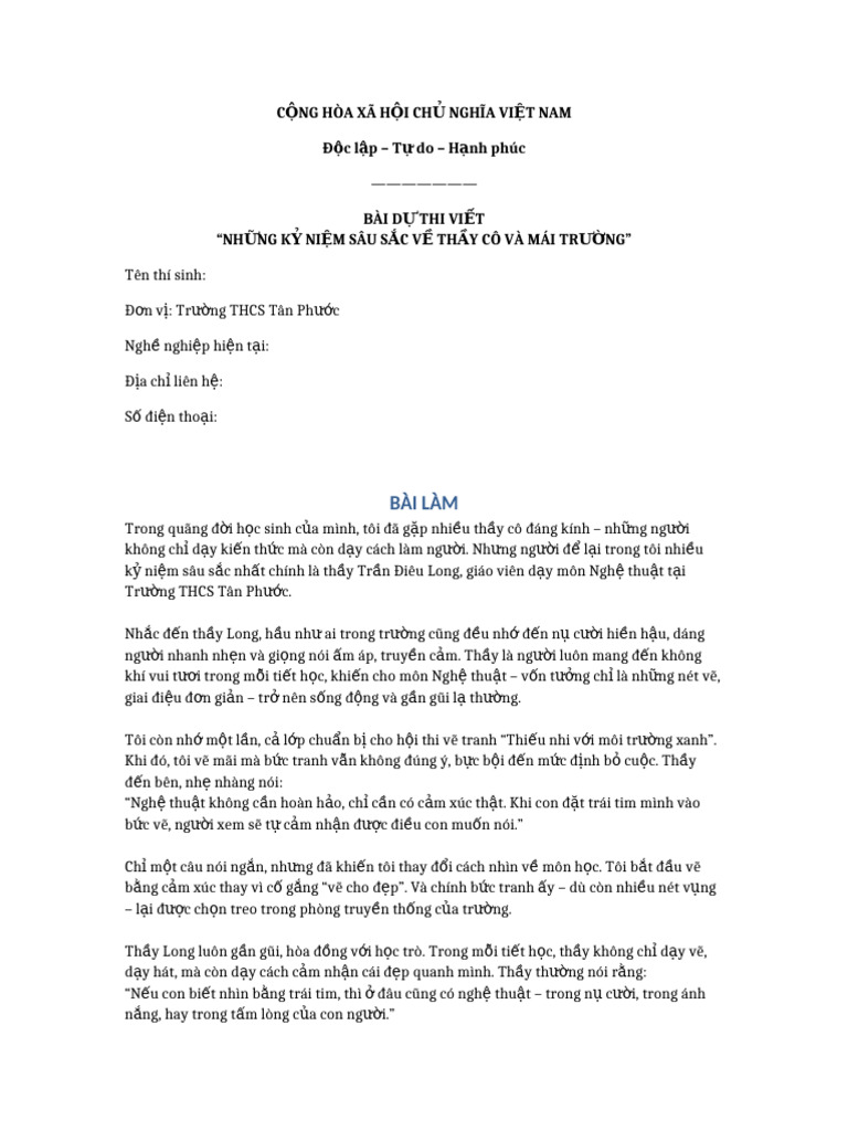 Bai Du Thi Thay Tran Dieu Long | PDF