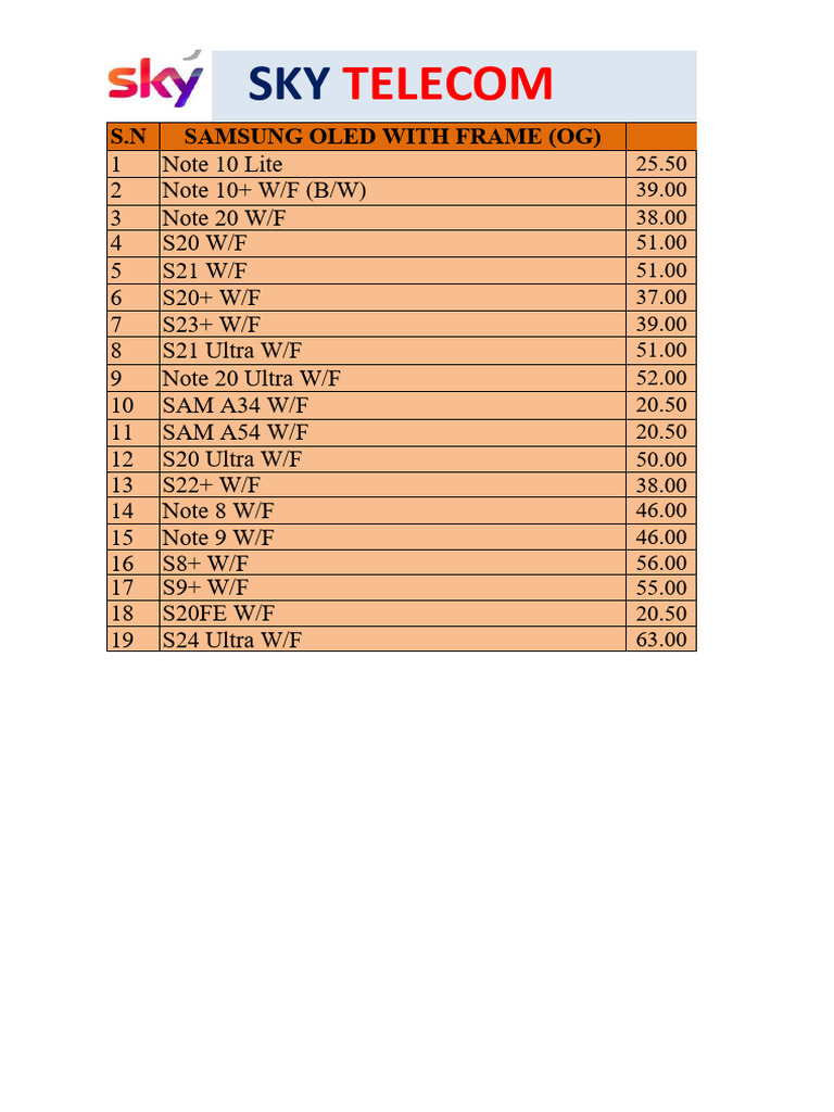 Sky Models Price List 24 SEP | PDF | Mobile Telecommunications User ...