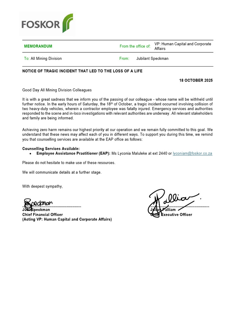 Extracted Death Notice Memo Tragic Passing-2 | PDF