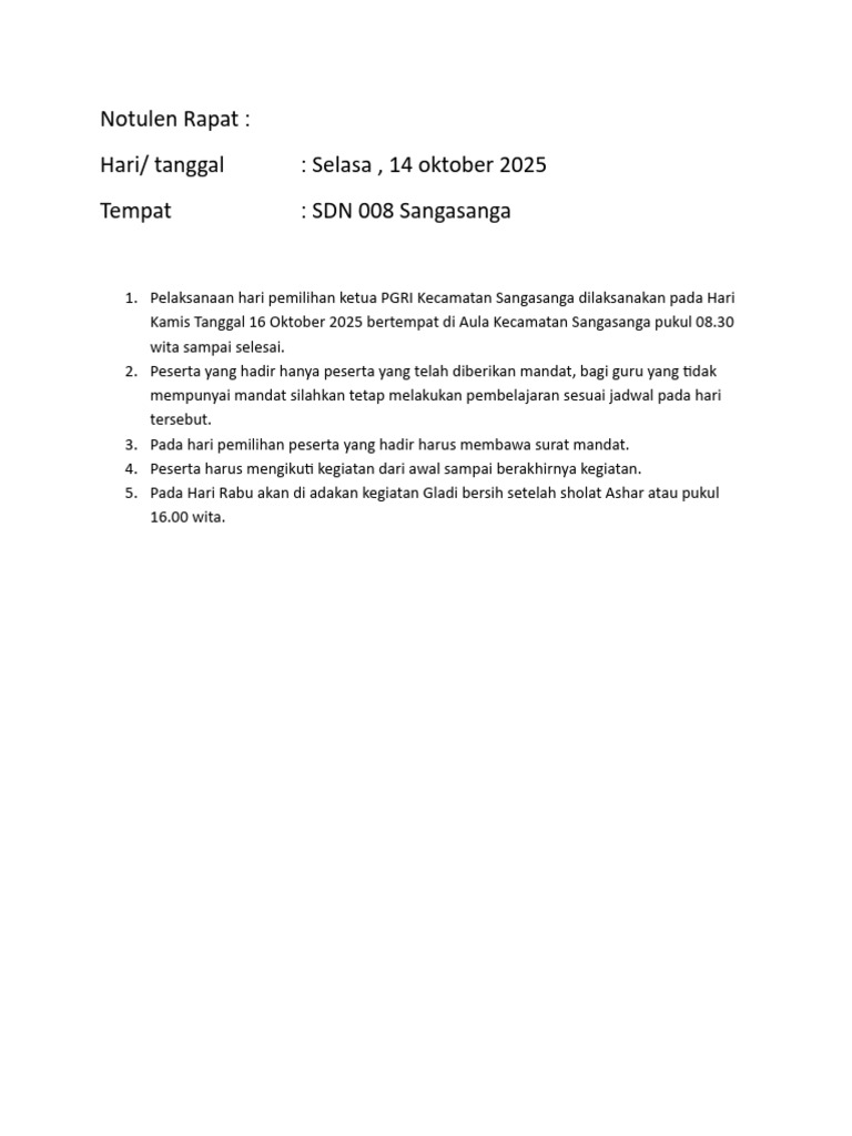 Notulen Rapat | PDF