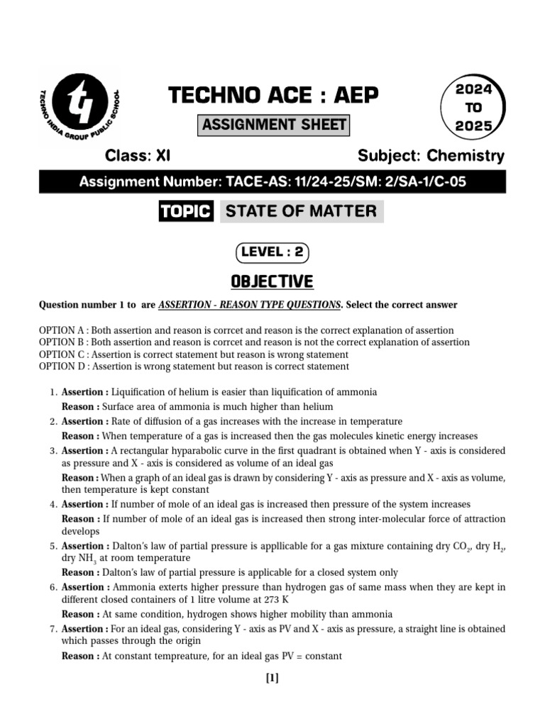 States of Matter Level-2 XI | PDF | Gases | Evaporation