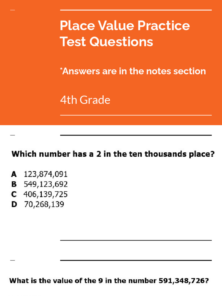 Gray Place Value Practice Test Questions | PDF