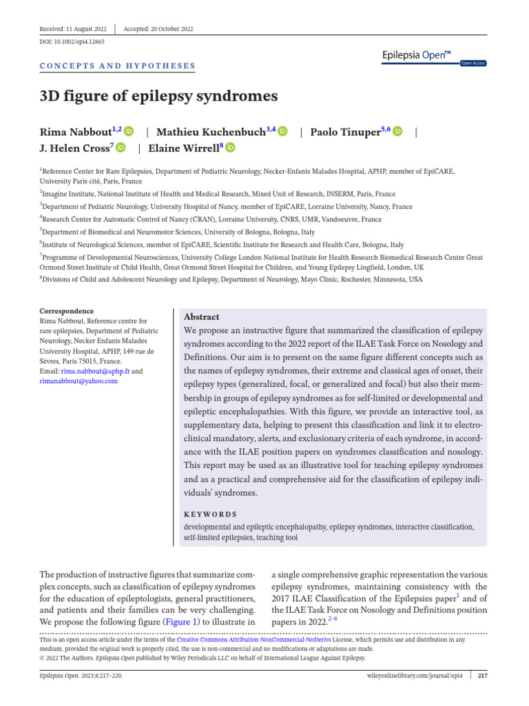 3D Classification of Epilepsy Syndromes | PDF | Epilepsy | Diseases And ...