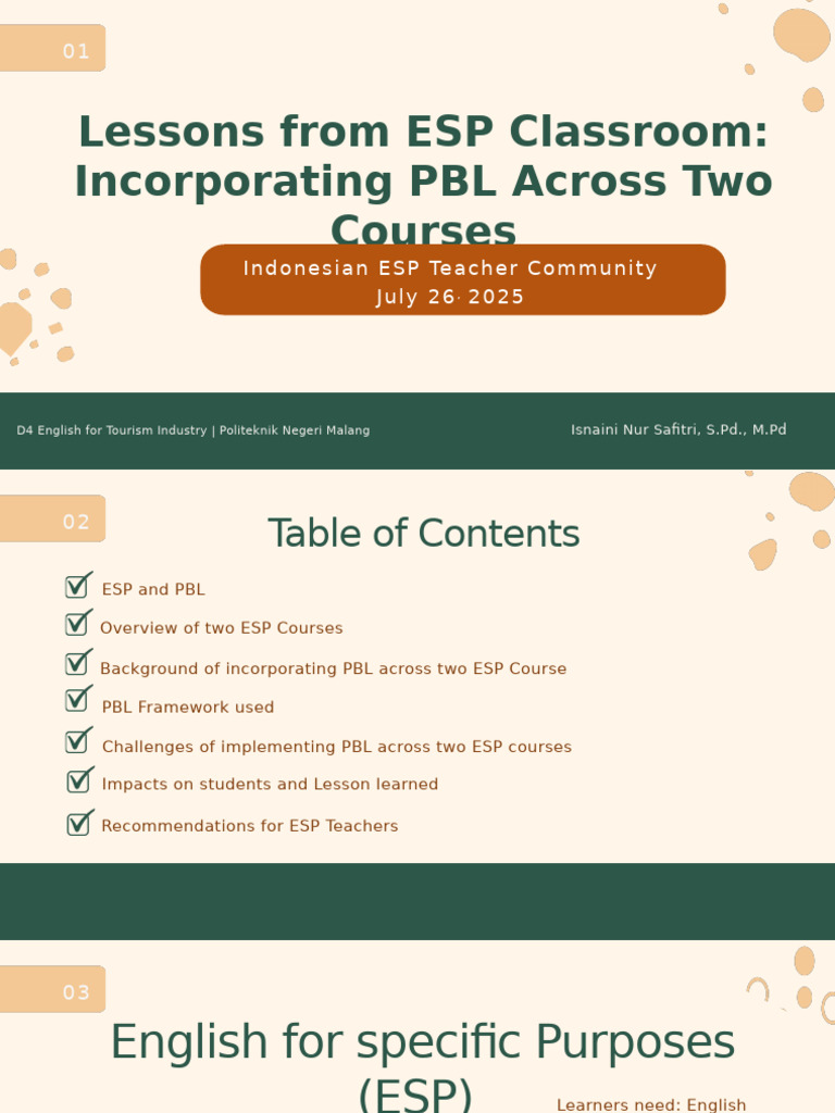 PBL in ESP: Enhancing Tourism Education | PDF | Project Based Learning ...