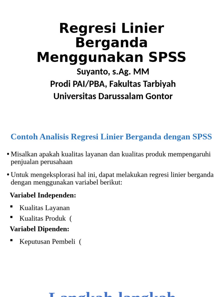 Analisis Regresi Linier Berganda SPSS | PDF