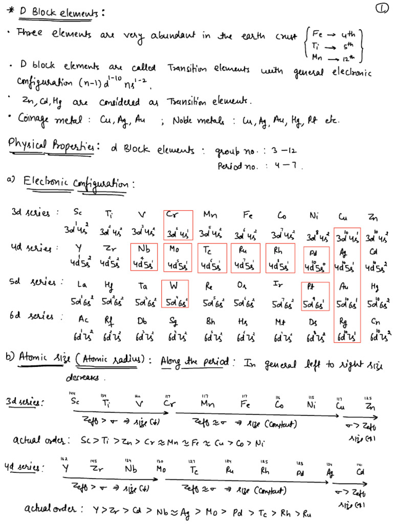 D& F Block Elements Part 1 | PDF