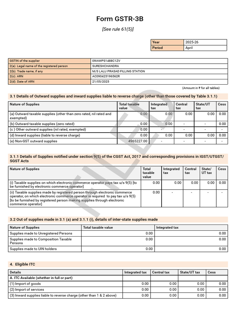 GSTR3B 09iawps1488c1zv 042025 | PDF | Taxes | Economies
