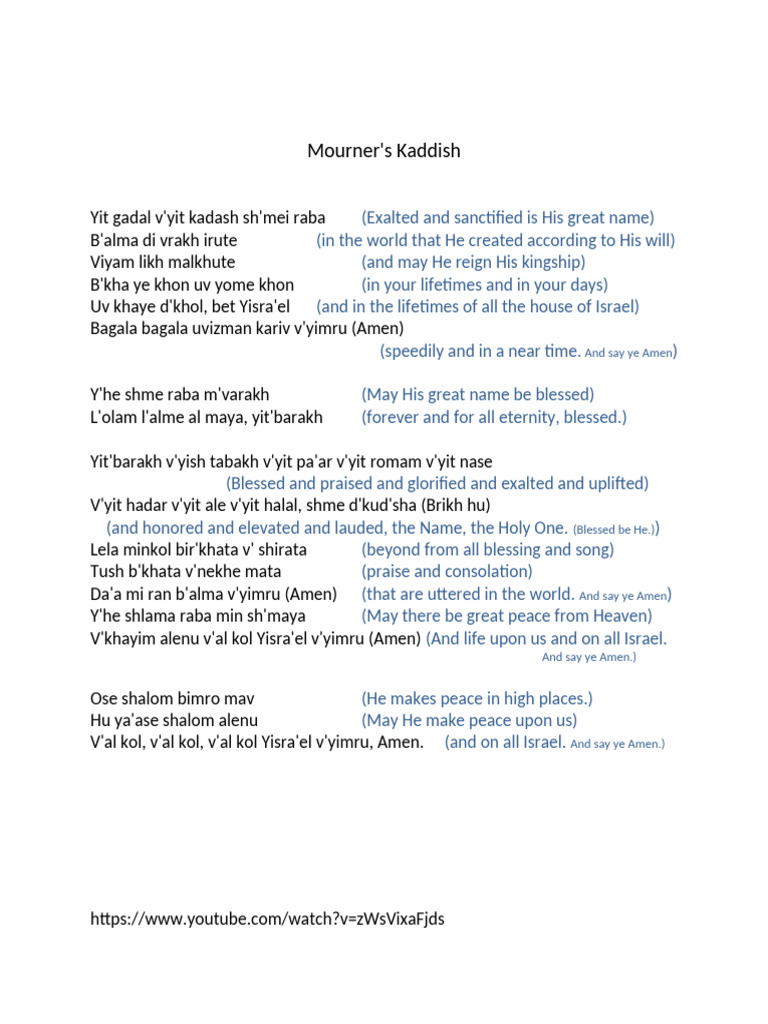 Mourners Kaddish With Translation | PDF