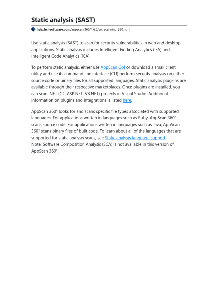 5. Static Analysis (SAST) | PDF | Command Line Interface | Integrated ...
