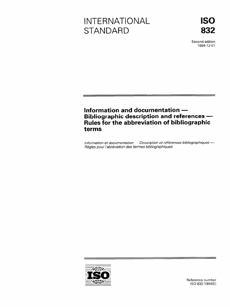 ISO 832:1994 Abbreviation Rules | PDF | International Organization For ...